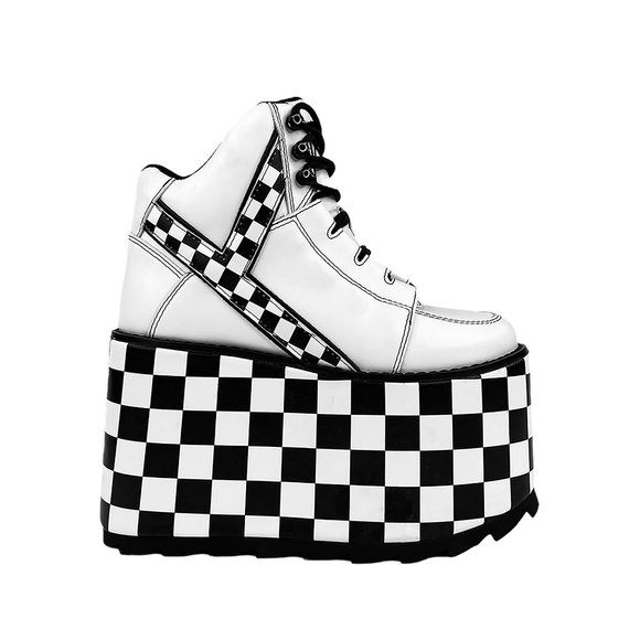 YRU | Shoes | Yru Qozmo Checker Platform Sneakers In Blackwhite | Poshmark